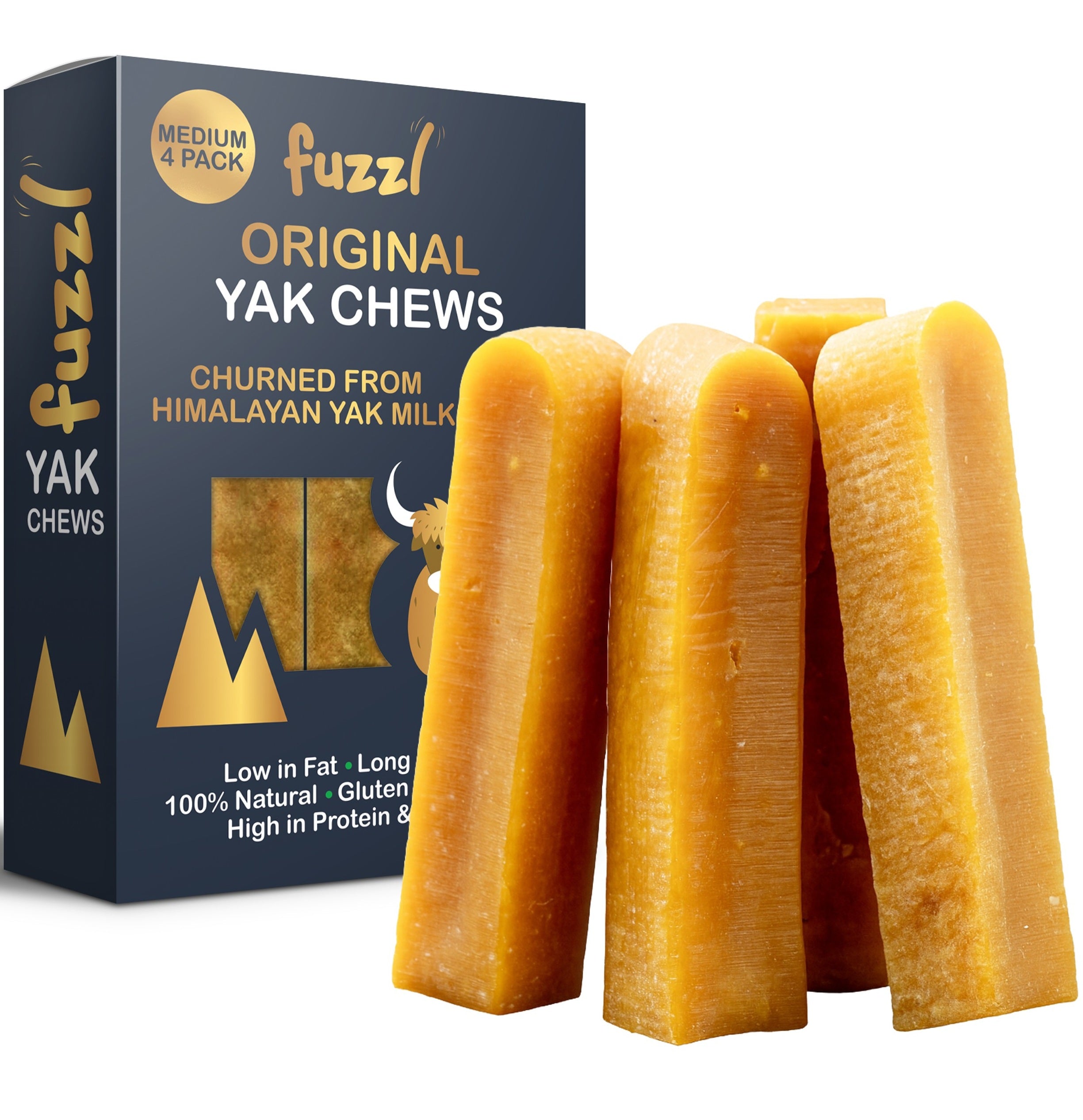 Fuzzl Gold Yak Cheese Himalayan Dog Chews in Box Original Box 4 – Fuzzl Pet